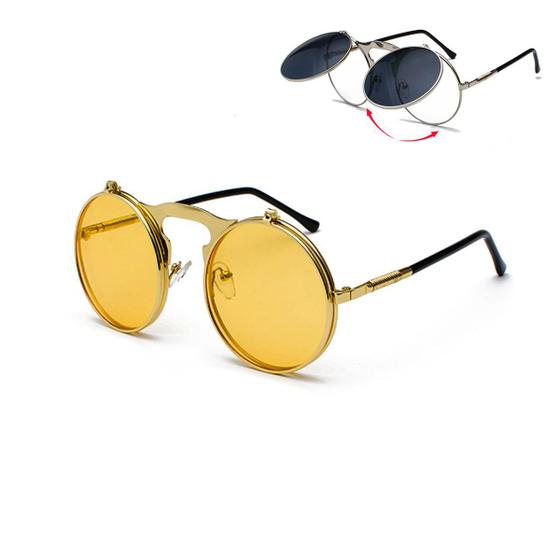 Óculos Sol Redondo Circular Vintage Lente Dupla High Quality - Vinkin ...