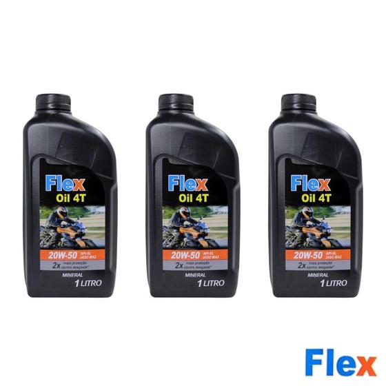 Óleo De Motor Flex Oil 20w50 4T Mineral 3 Litros - Lubrificante para ...
