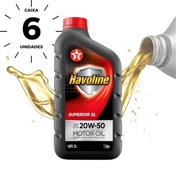 Oleo Lubrificante de motor 20w50 HAVOLINE SUPERIOR API SL SAE - 6 Litros - Texaco - Lubrificante ...