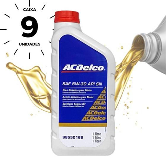 Oleo Lubrificante de Motor para Carros 5w30 ACDelco Sintético SAE API SN - 9 Litros ...