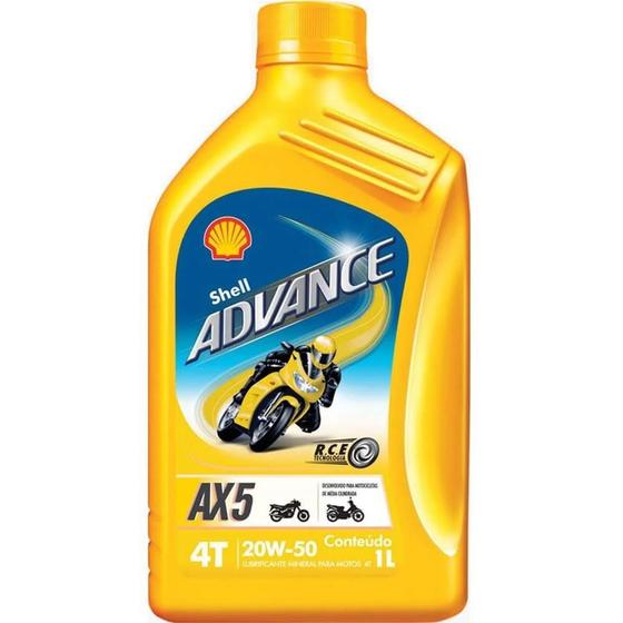 Óleo Lubrificante do Motor Shell Advance AX5 4T 20W50 Mineral 1L para ...