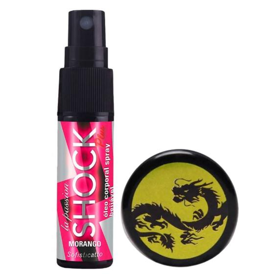 Óleo Spray Shock Plus Morango + Pomada Fogo do Dragão Original (Vermelho) - Sofisticatto - Gel ...