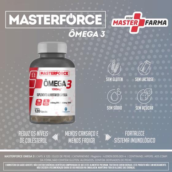 Omega 3 1000mg Masterforce (Catarinense) com 120 capsulas - Catarinense Pharma - Ômega 3 / Óleo ...
