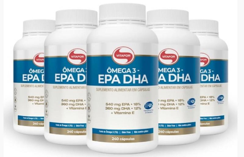 Omega 3 (TG) EPA/DHA (EPA 540mg e DHA 360mg) com 240 Cápsulas-Kit 02 unidades-Vitafor - Ômega 3 ...