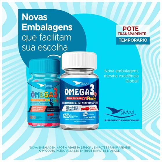 Ômega 3 TG Family Sabor Cereja 18 EPA 12 DHA 120 Cápsulas - Global ...