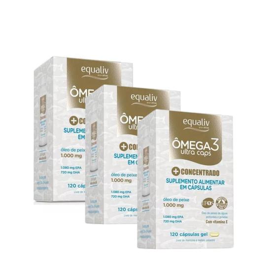 Ômega 3 Ultra Caps Equaliv 1000mg + Concentrado 120 Cápsulas Kit 3 ...