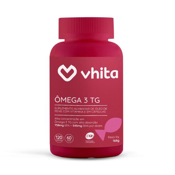 Ômega 3 Vhita tg 1000mg epa e dha selo ifos alta concentração e ...
