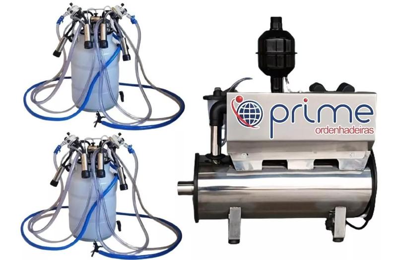 Ordenhadeira em Inox completa com bomba 450, Motor 2cv, 2 Conjuntos duplos - balde ao pé ...