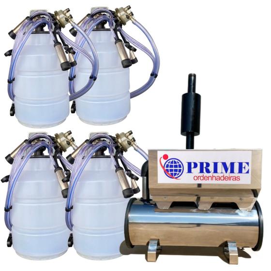 Ordenhadeira Mecanica Inox Bomba 450 Litros Motor de 2 cv Com 4 Baldes - PRIME - Produtos para ...