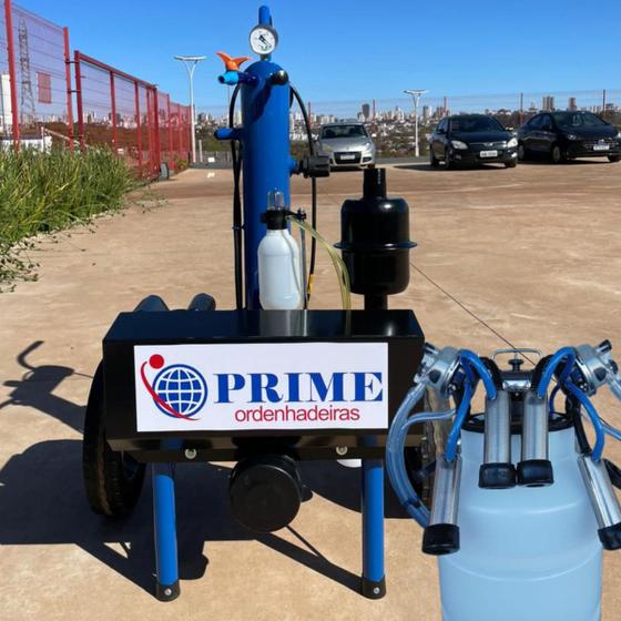 Ordenhadeira mecanica movel com 1 conjunto duplo para 2 vacas - bomba 300 motor 1cv prime ...