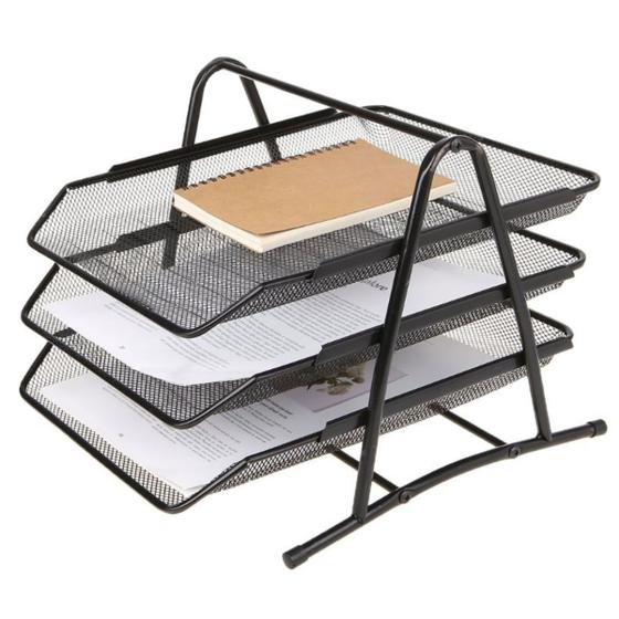 Organizador de Documentos 3 Bandeja Porta A4 Mesa Escritório - CMZ ...