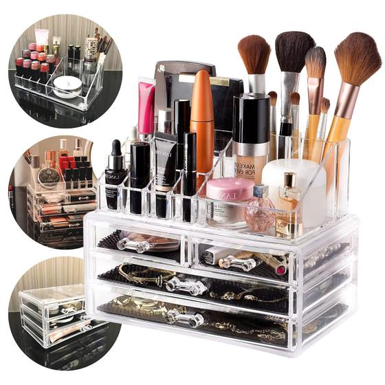 Organizador Maquiagem Acrílico Suporte Cosmético Transparente ...