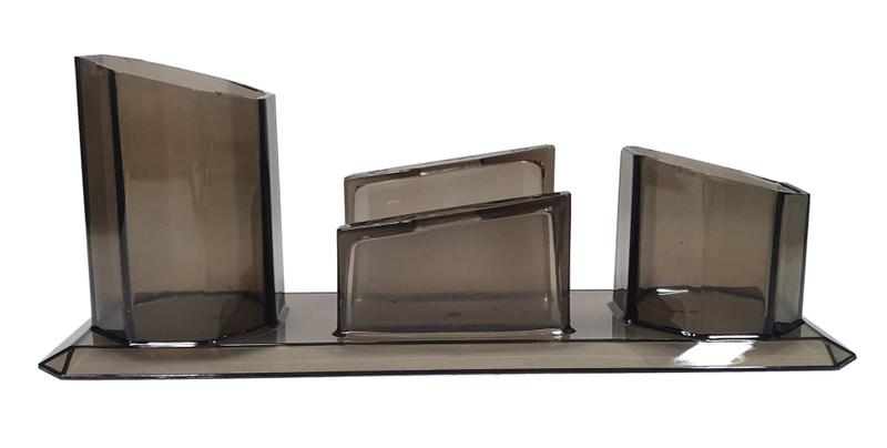 Organizador Porta Canetas Clips e Lembretes - 3 em 1 Fumê - Maxcril ...