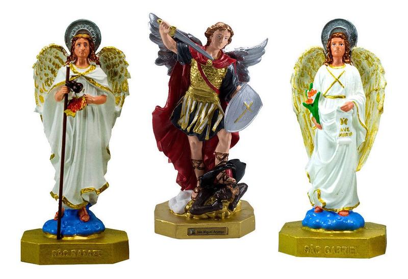 Os Três Arcanjos Miguel Gabriel Rafael 33cm Inquebrável - Procade ...
