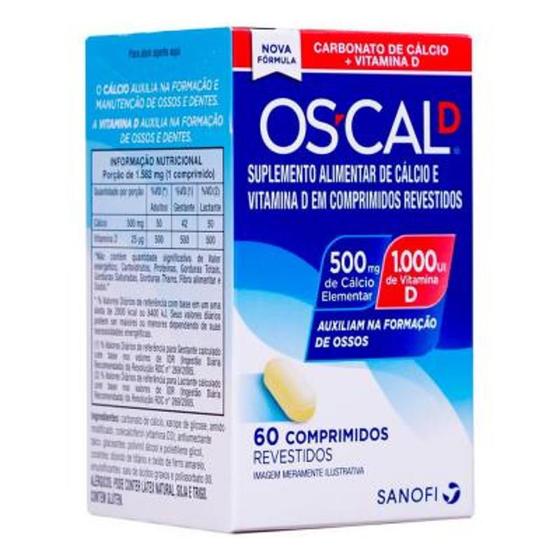 Oscal d 500mg/1000ui com 60 comprimidos - SANOFI - Vitaminas A-Z ...