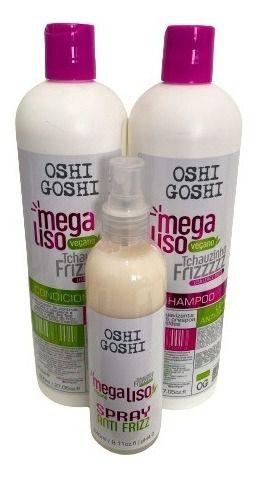 Oshi Goshi Mega Liso Vegano Kit Shampoo Condicionador Spray - Kit de ...