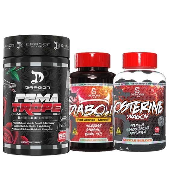 Ostarin dragon demons lab + featrope dragon + termogênico diabolik ...