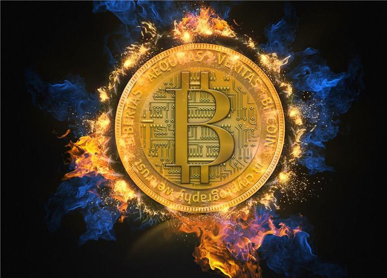 Ouro burning bitcoin pintura em tela impressão da arte parede ...