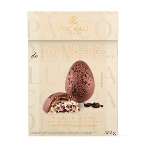 Ovo de Chocolate ao Leite Com Recheio de Super Ceam Com Cookie Luckau ...