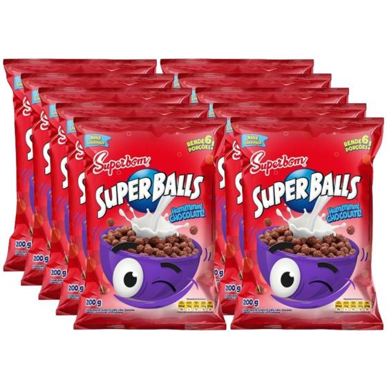 Pack 10 Unidades Cereal Matinal Super Balls Superbom Chocolate - Pacote ...