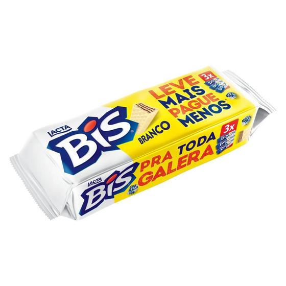 Pack Wafer Cobertura Chocolate Branco Lacta Bis Pacote 378g 3 Unidades ...