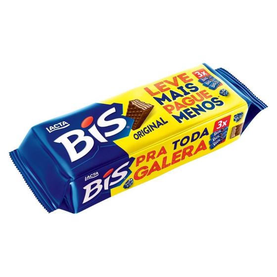 Pack Wafer Recheio e Cobertura Chocolate Lacta Bis Pacote 378g 3 ...