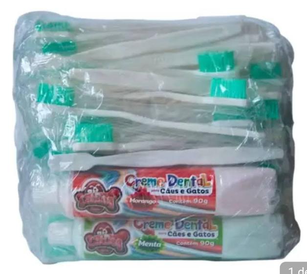 Pacote 50 escovas dentais para cães E gatos + 2 cremes dentais pet ...