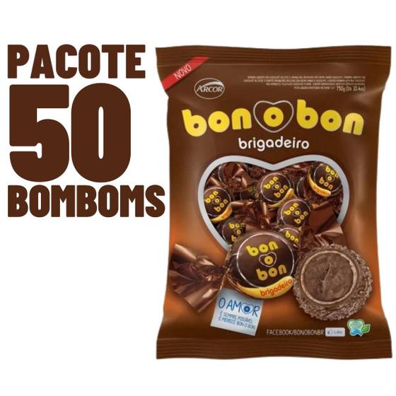 Pacote Bombom Bonobon Brigadeiro Com 50 Unidades - Arcor - Bombom ...