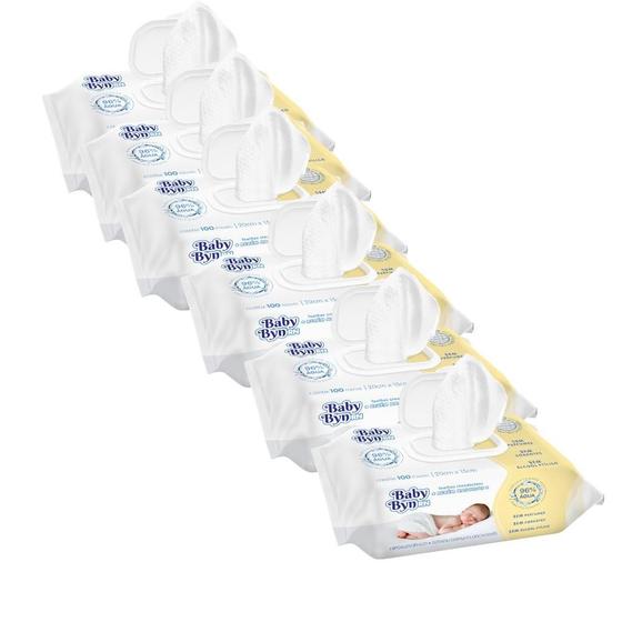 Pacote com 6 kits de toalha umedecida baby byn rn 100 folhas com aloe vera e rosa centifolia ...