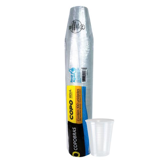 Pacote Copo COPOBRAS 180ml Transparente com 100 unidades (Descartável ...