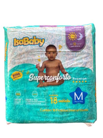 Pacote de fralda Isa baby tamanho M com 18 unidades, super absorção ...