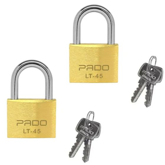 Pado Kit Com 2 Cadeados Latão Maciço Haste Aço Lt-45mm Resistente Com 4 ...