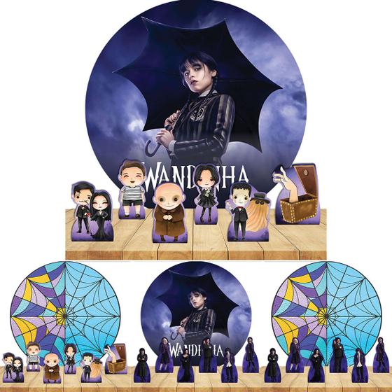 Painel 1,5m Circular Sublimado + Displays Wandinha Decoração De Festa ...