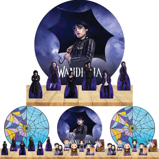 Painel 1,5m Circular Sublimado + Displays Wandinha Decoração De Festa ...