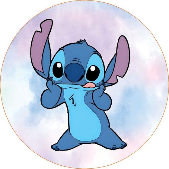 Painel 3D Lilo Stitch Redondo Tecido Malha Sublimado - Bemchique ...