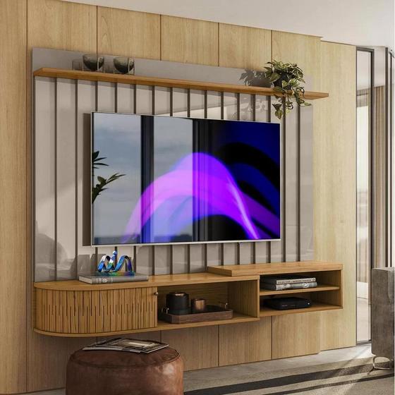 Painel Bancada Suspensa Imola 206 cm Cor Fendi Naturale - Madetec - Painel para TV - Magazine Luiza