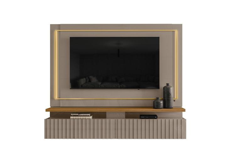 Painel Bancada Suspensa Para Tv Até 75'' Led 2 Gavetas Gaia Fendi Naturale - Madetec - Painel ...