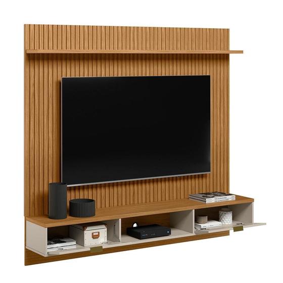 Painel Com Nicho 2 Portas Até 75 Polegadas Nature Off White - Linea ...