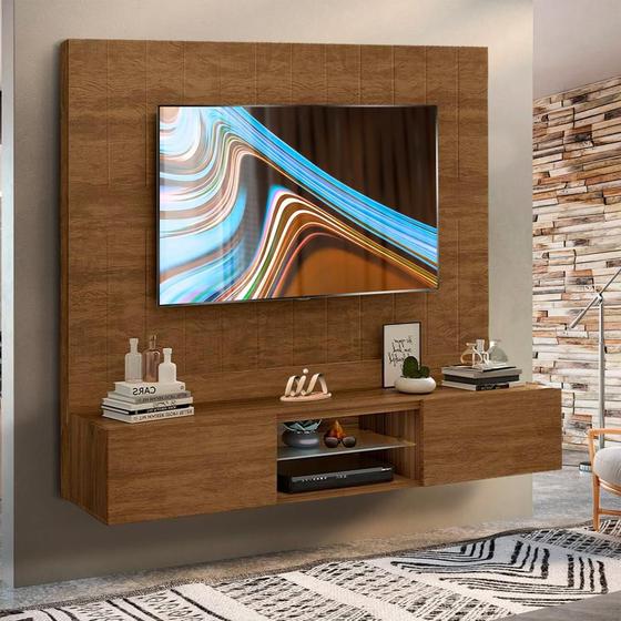 Painel Com Rack Embutido Para TV Até 75 Polegadas Malbec Crisântemo ...