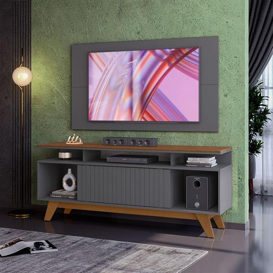 Painel Com Rack Para Tv 50 Polegadas Freijó Cinza Urbano Luke E Liam Dj Móveis - DJ MOVEIS ...