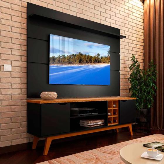 Painel Com Rack Para TV 60 Polegadas Preto Acetinado Cumaru Prism ...