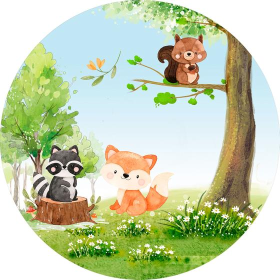 Painel De Festa Redondo 1,50x1,50 - Bosque Cute 001 - Via Cores ...