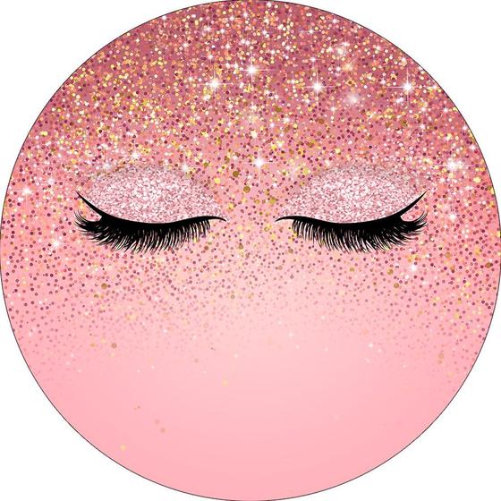 Painel De Festa Redondo 1,50x1,50 - Efeito Glitter com Maquiagem Rosa 185 - Via Cores - Painel ...