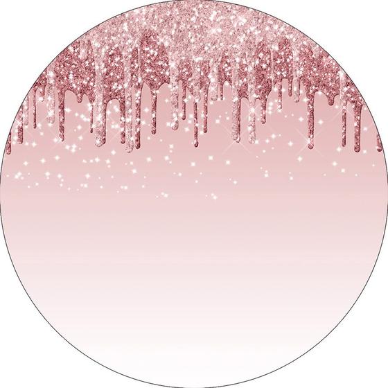 Painel De Festa Redondo 1,50x1,50 - Efeito Glitter Rose Escorrendo 029 - Via Cores - Painel de ...