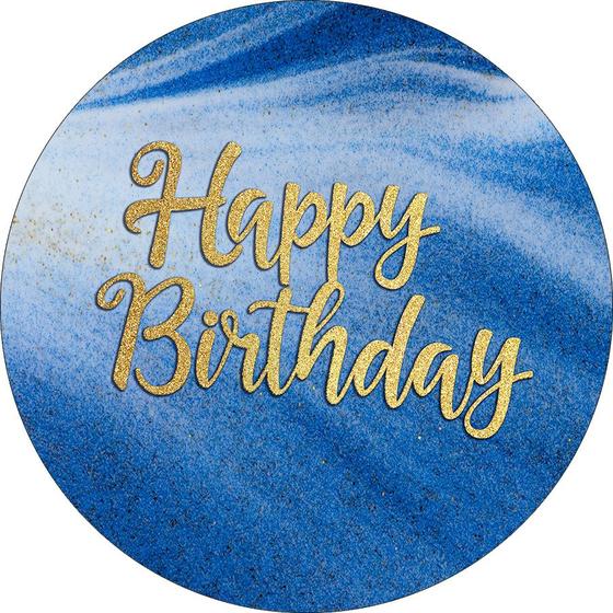 Painel De Festa Redondo 1,50x1,50 - Happy Birthday Azul 307 - Via Cores ...