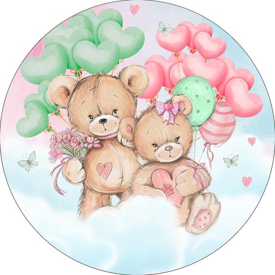 Painel De Festa Redondo 1,50x1,50 - Revelação Ursinhos Teddy Bears ...