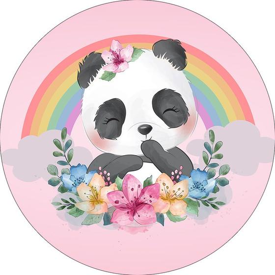 Painel De Festa Redondo 1,50x1,50 - Urso Panda Arco-Íris 006 - Via ...