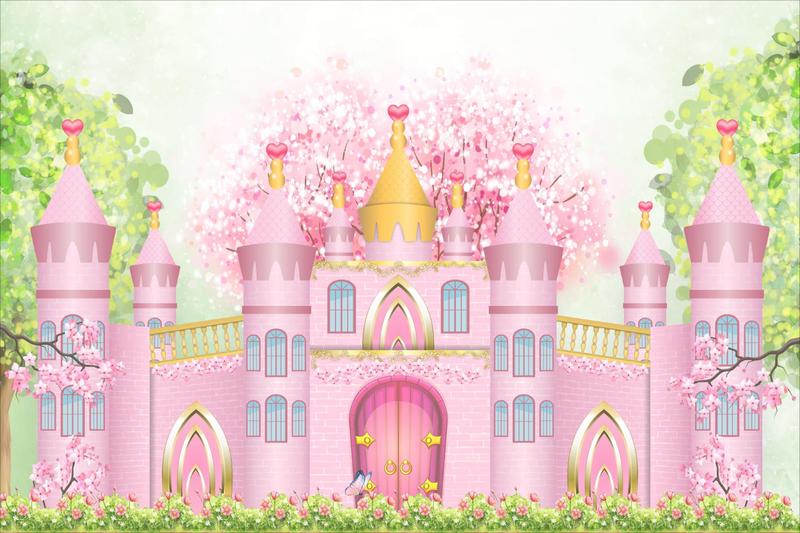 Painel de Lona Castelo Princesa Rosa e Flores - Fabrika de Festa ...