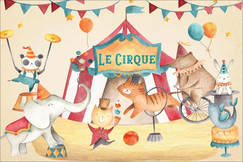 Painel De Lona Circo Aquarela Le Cirque - Fabrika de Festa - Painel de ...