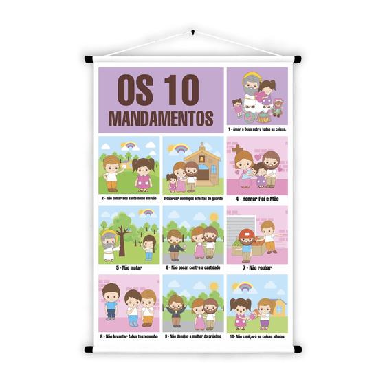 Painel de Lona Educativo Bíblico Religioso OS 10 MANDAMENTOS -100x070cm ...